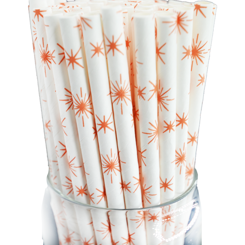 Orange Starburst Paper Straw - Roc Paper Straws