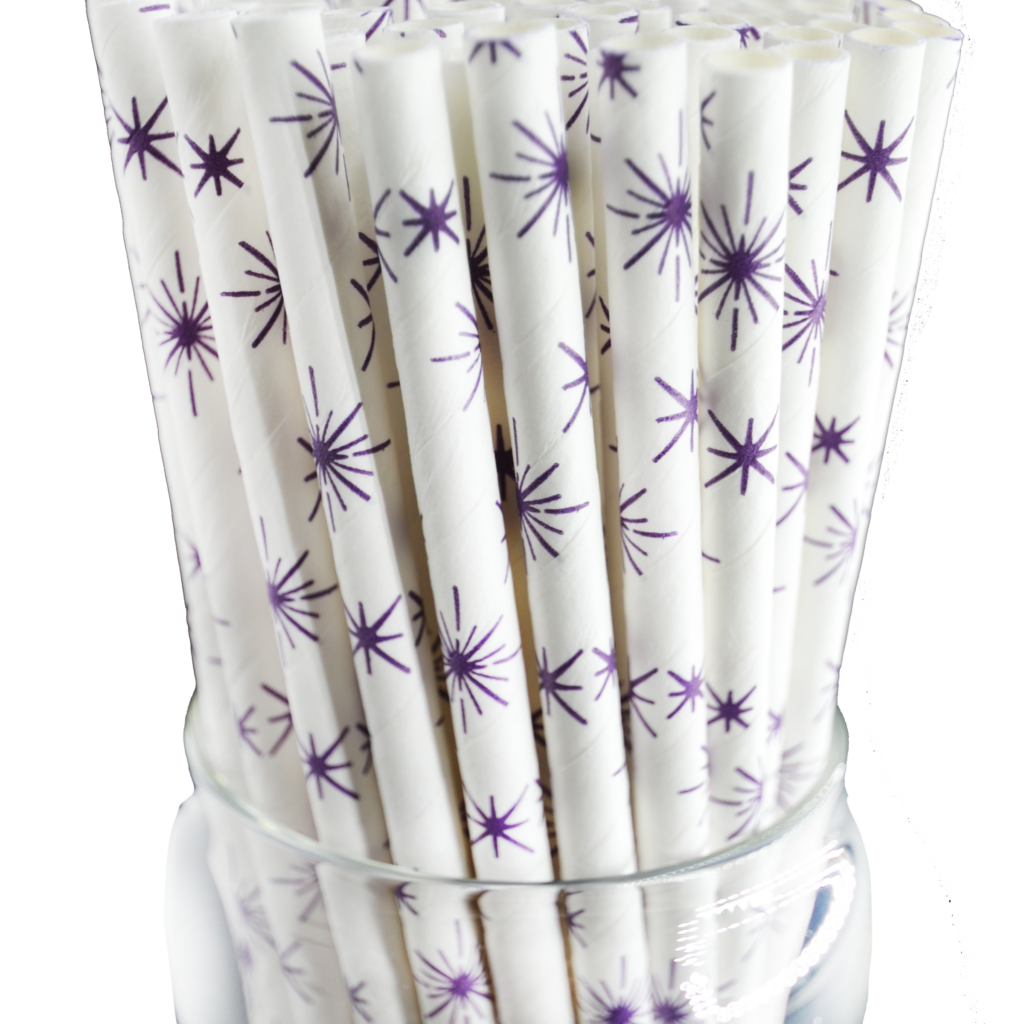 Purple Starburst Paper Straw - Roc Paper Straws
