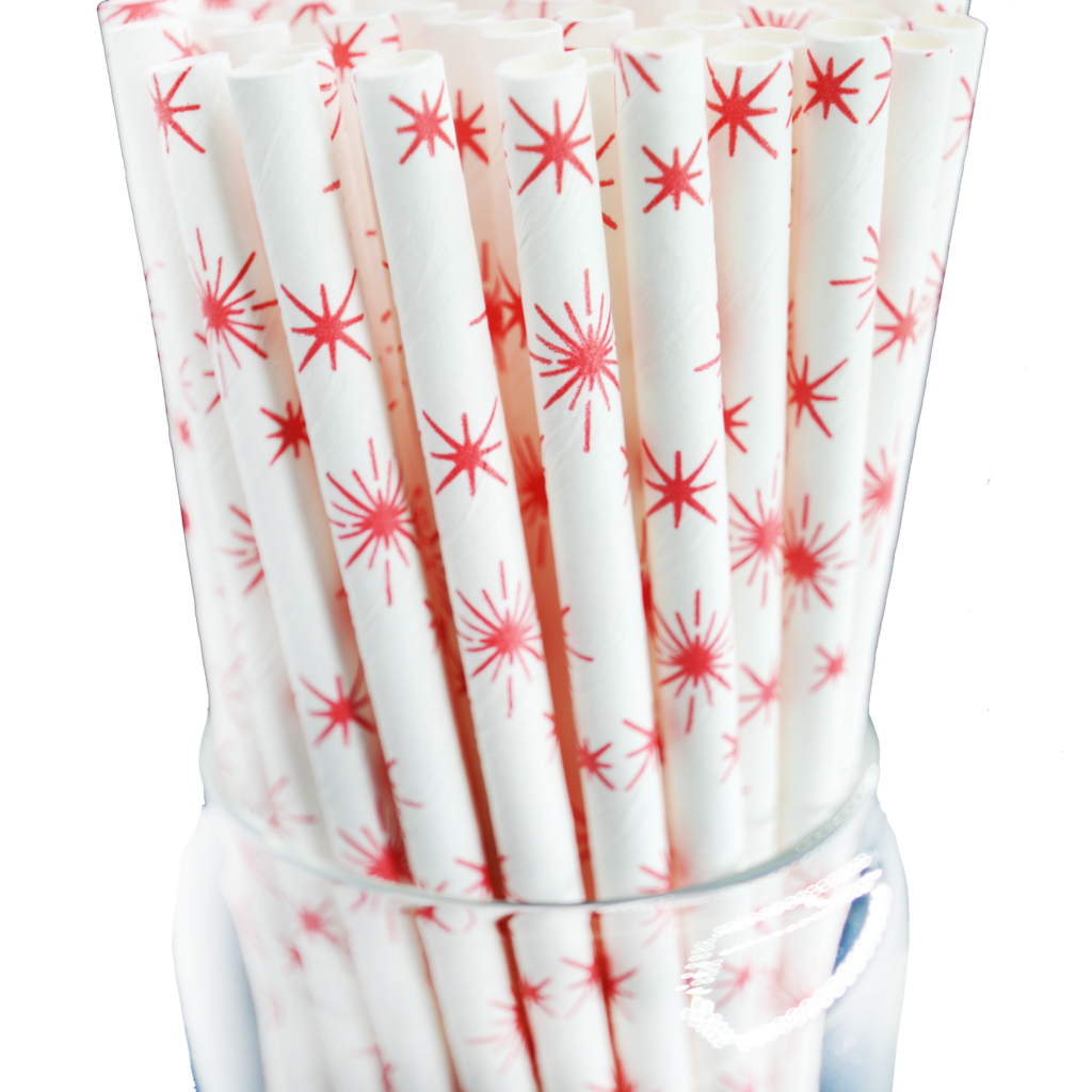 Red Starburst Paper Straw - Roc Paper Straws